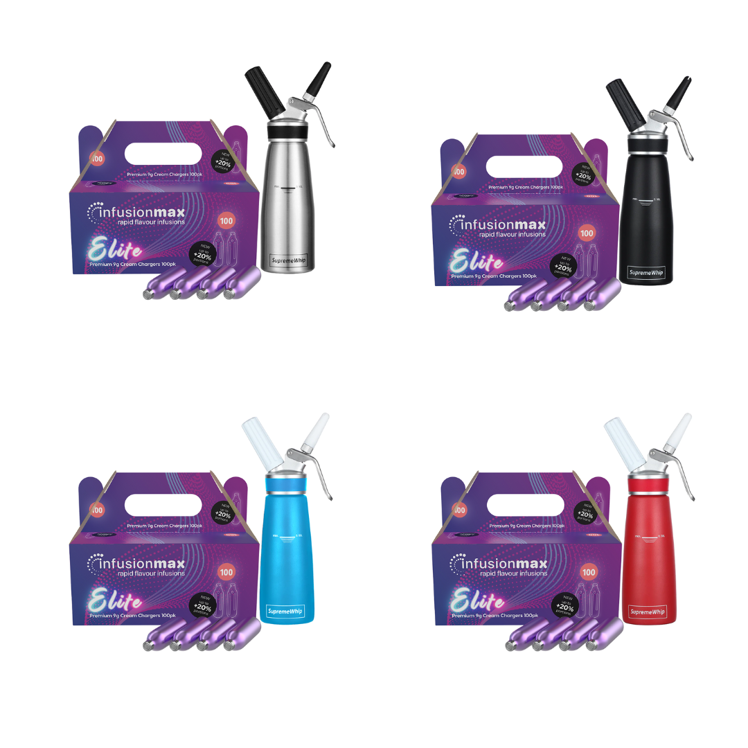 InfusionMax Elite 100-Pack 9g Cream Chargers + SupremeWhip PRO 500ml D ...