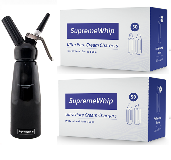Starter Pack - SupremeWhip Chargers - 600- & 0.5L Black Dispenser ...